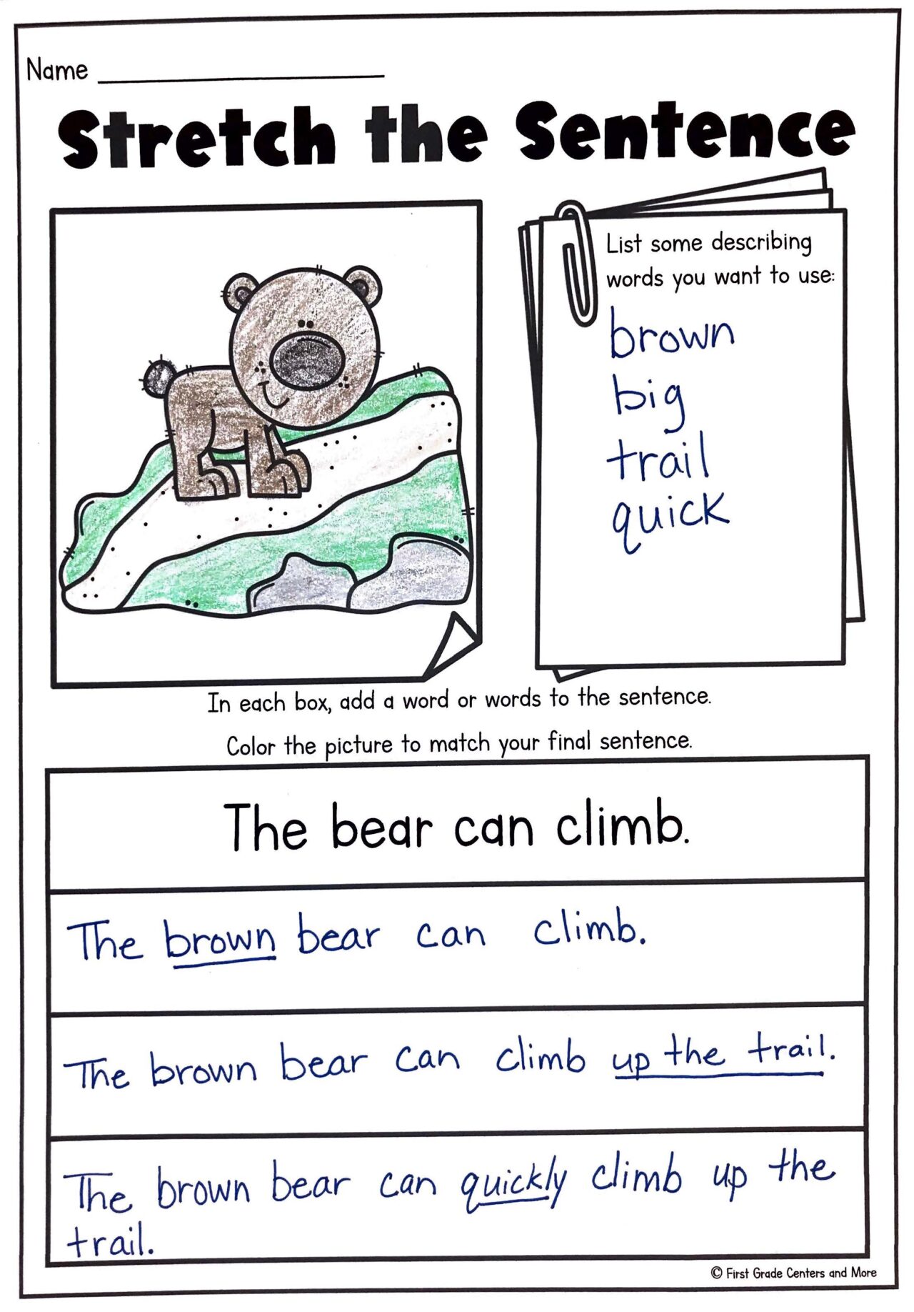 Revising Lesson: Stretch the Sentence Strategy - First Grade Centers ...