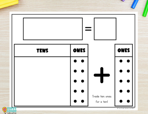 2 Digit Plus 1 Digit Addition With Regrouping - First Grade Centers and ...
