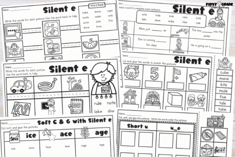 Long Vowel Silent E Worksheets and Activities for First Graders ...